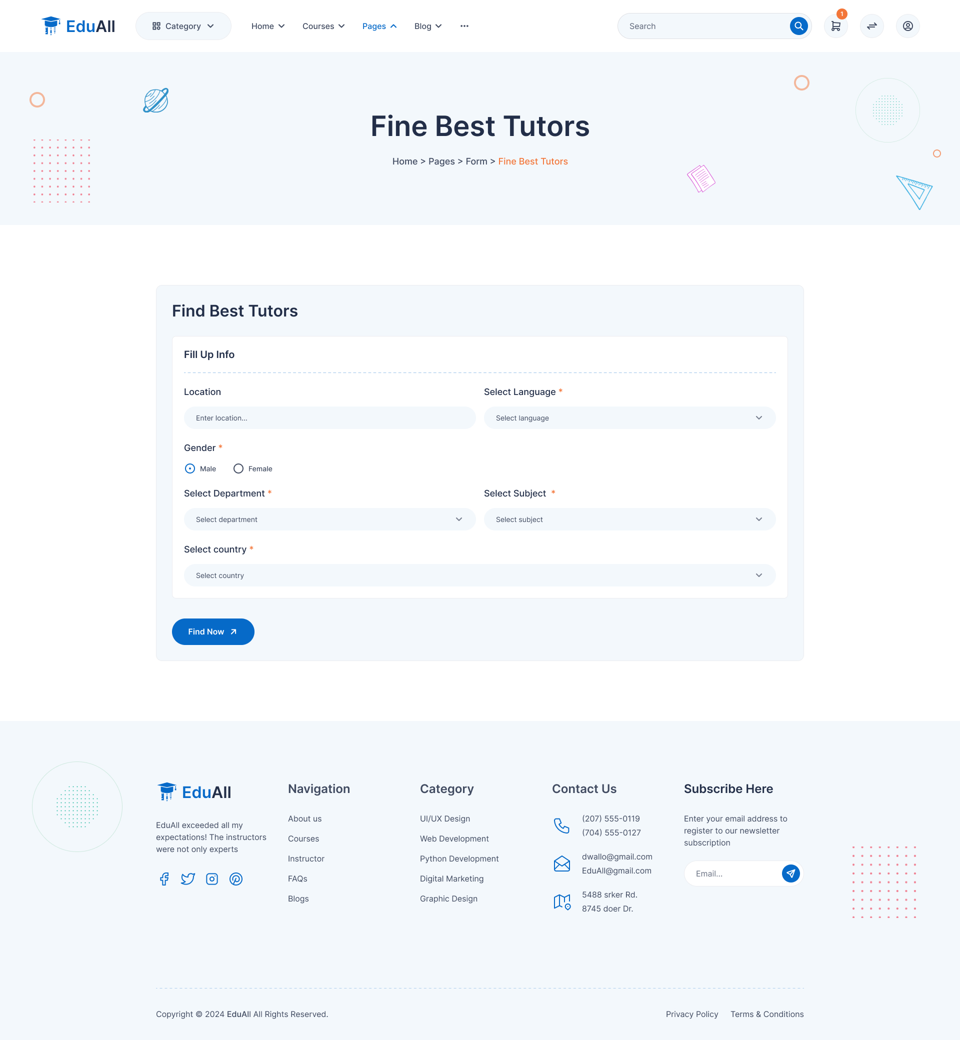 EduAll - LMS Tutors Education & Online Course UI Figma Template by wowtheme7